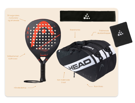 PadelPakke HEAD Revolt Padel Bat & Taske + 2xWristband + 2xHeadband ...
